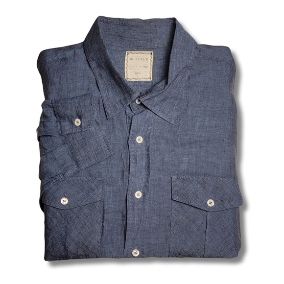 Billy Reid | Shirts | Billy Reid 0 Linen Navy Full Cut Button Down ...